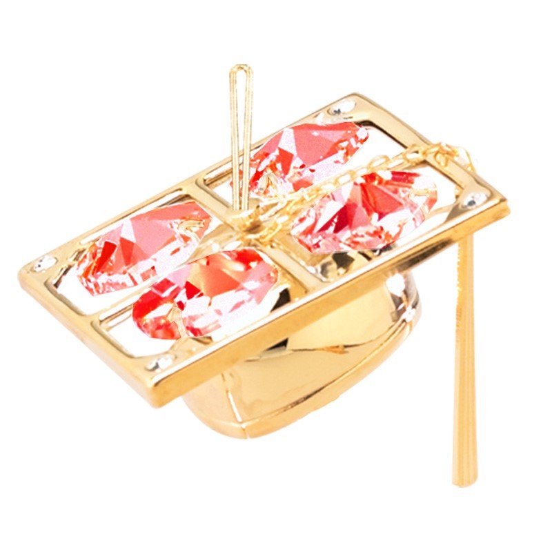 24K Gold Plated Graduation Cap Ornament W/Swarovski | Mascot USA