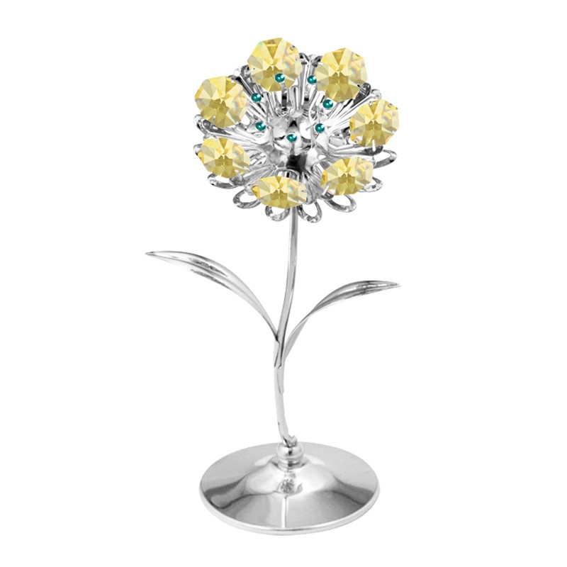 Crystal Flower Sunflower Crome plated on Stand w/ Swarovski | Mascot USA